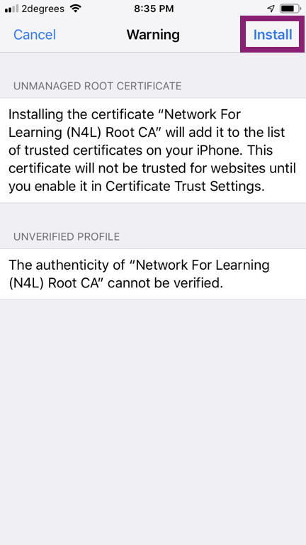 Installing an SSL Certificate on an iOS Device (Manually)