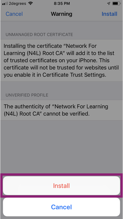 Installing an SSL Certificate on an iOS Device (Manually)