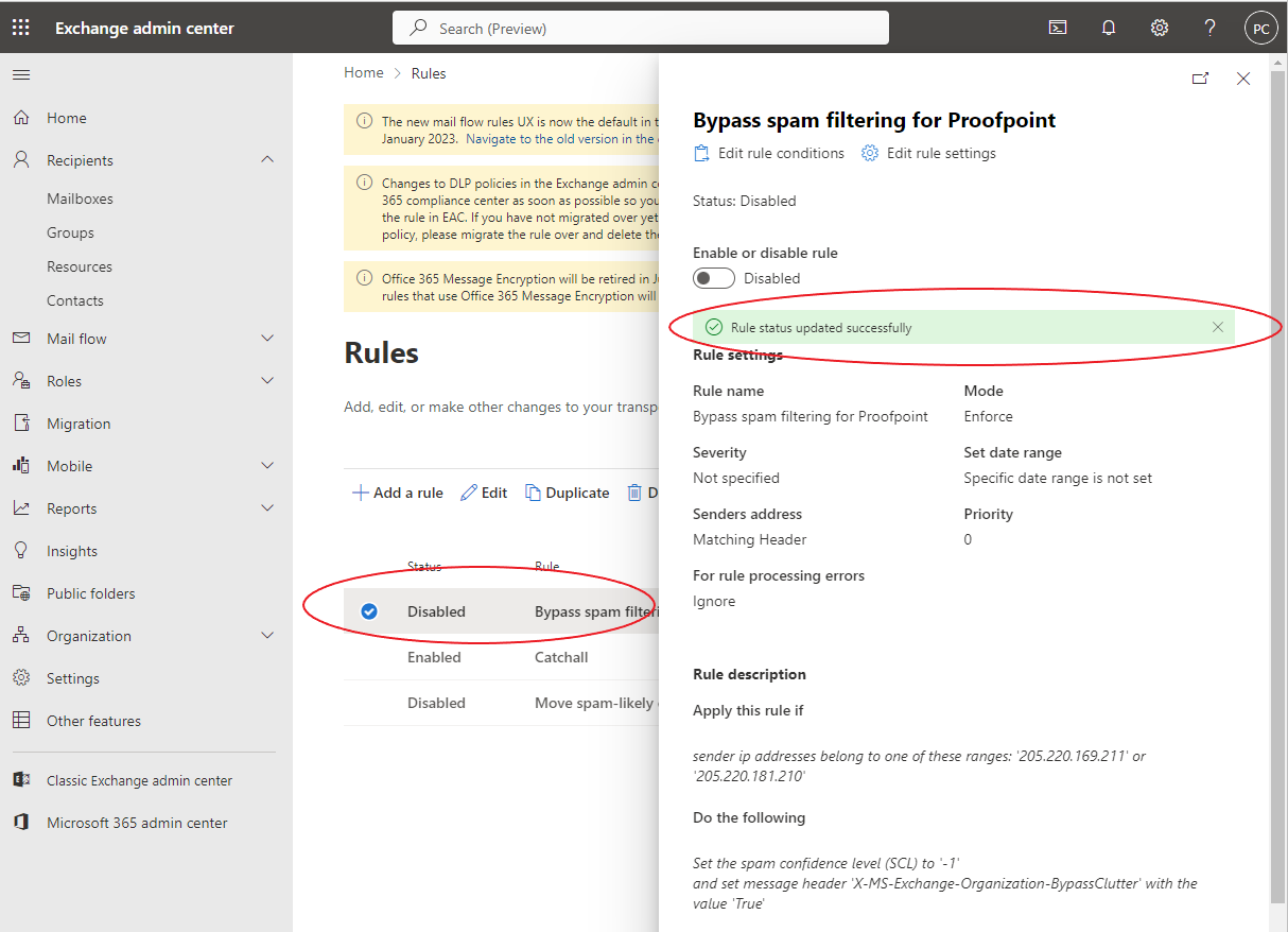 Creating custom rules for the new Microsoft 365 portal