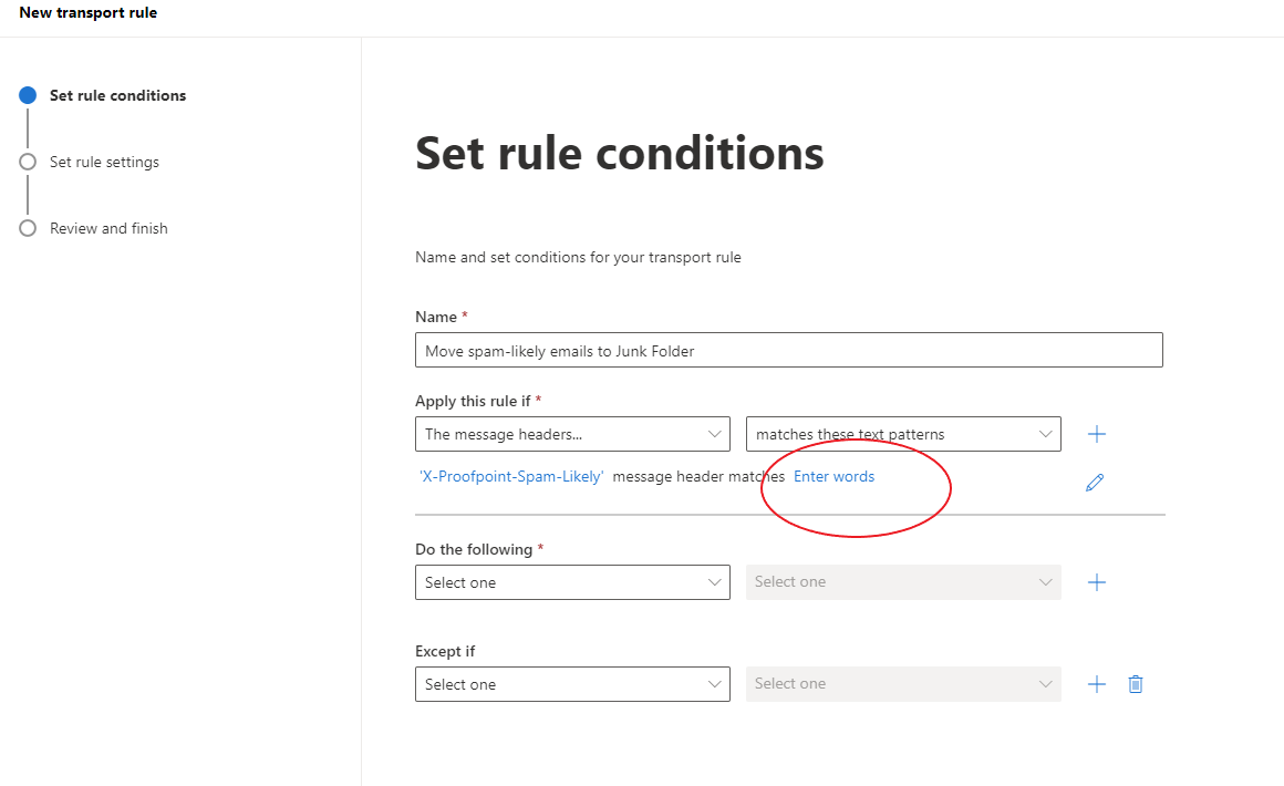 Creating custom rules for the new Microsoft 365 portal