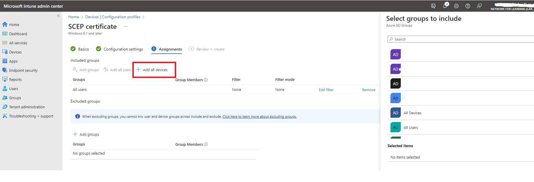 Cloudpath - SCEP enrolment via Microsoft Intune