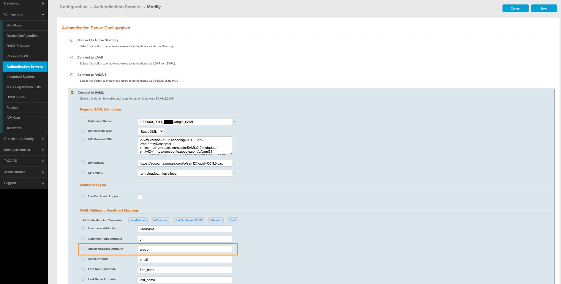 How to configure Google SAML app for Cloudpath access