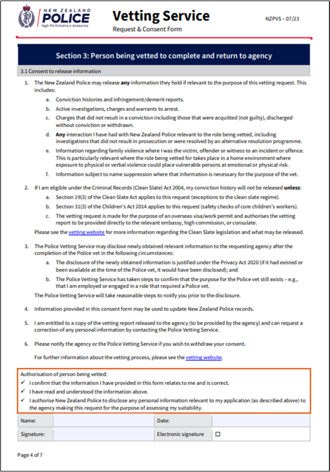 Police Vetting Process