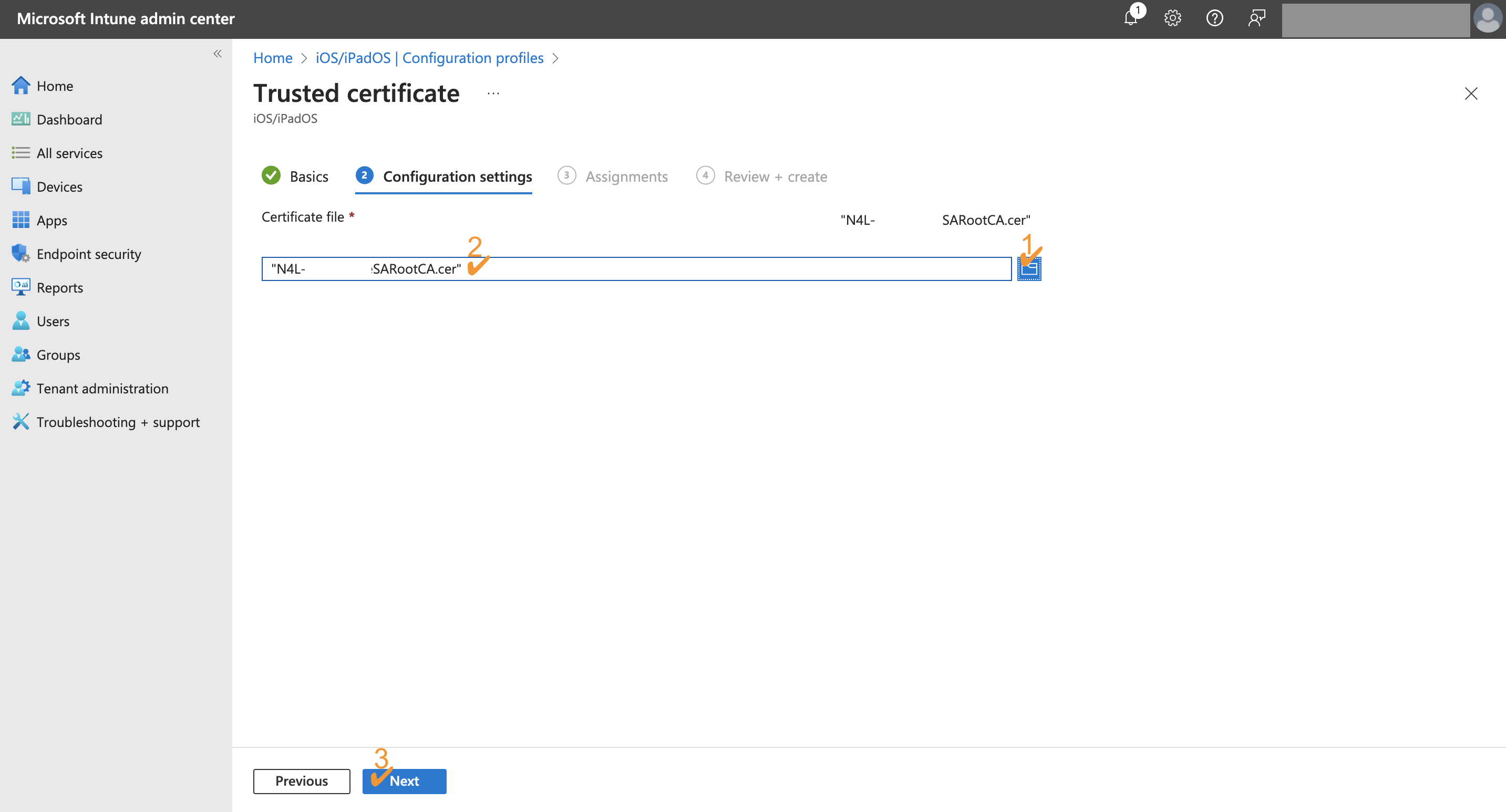 iOS SCEP enrolment via Microsoft Endpoint Manager