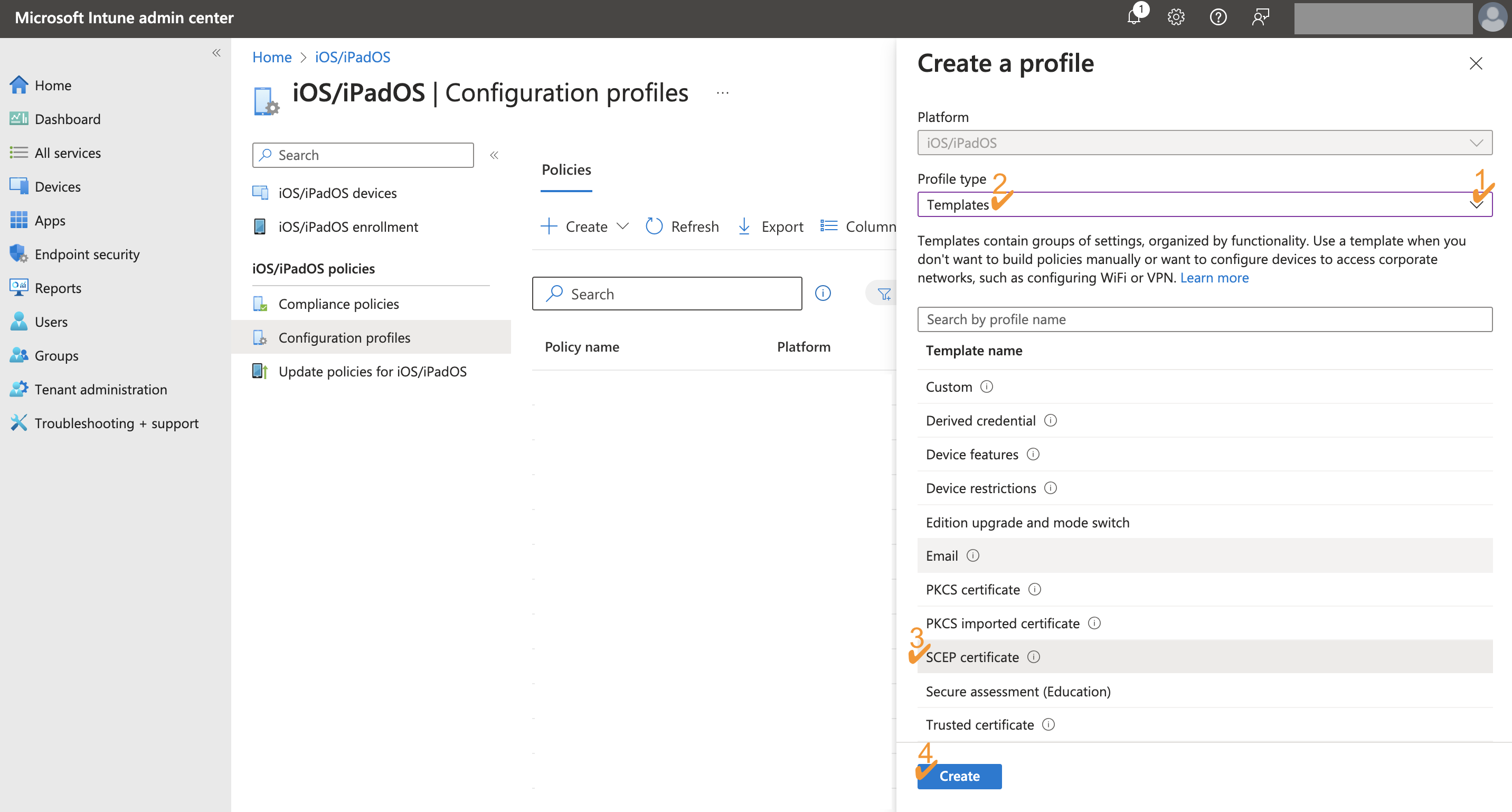 iOS SCEP enrolment via Microsoft Endpoint Manager