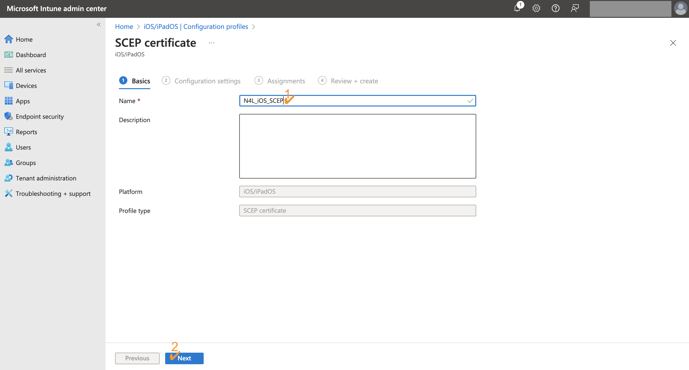 iOS SCEP enrolment via Microsoft Endpoint Manager