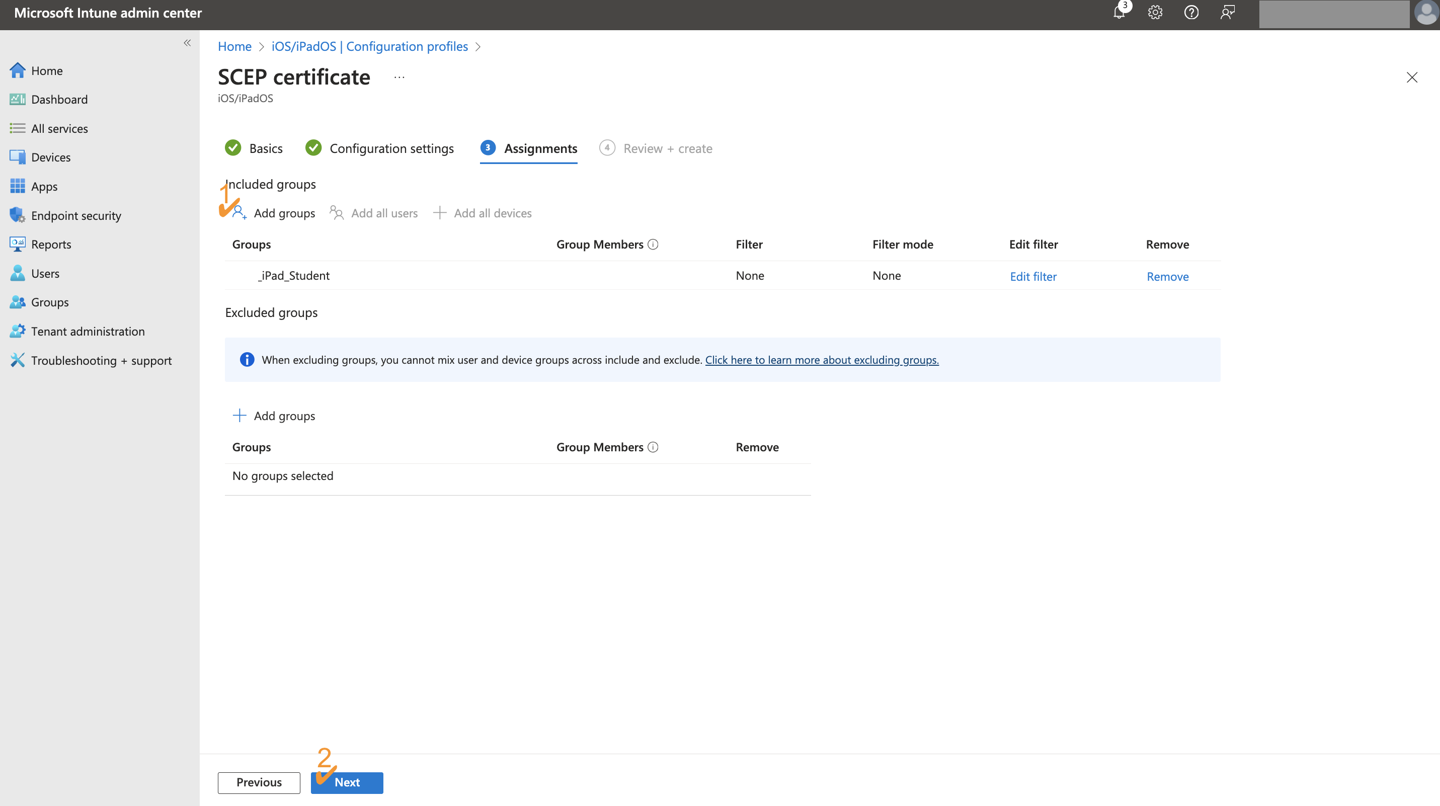 iOS SCEP enrolment via Microsoft Endpoint Manager