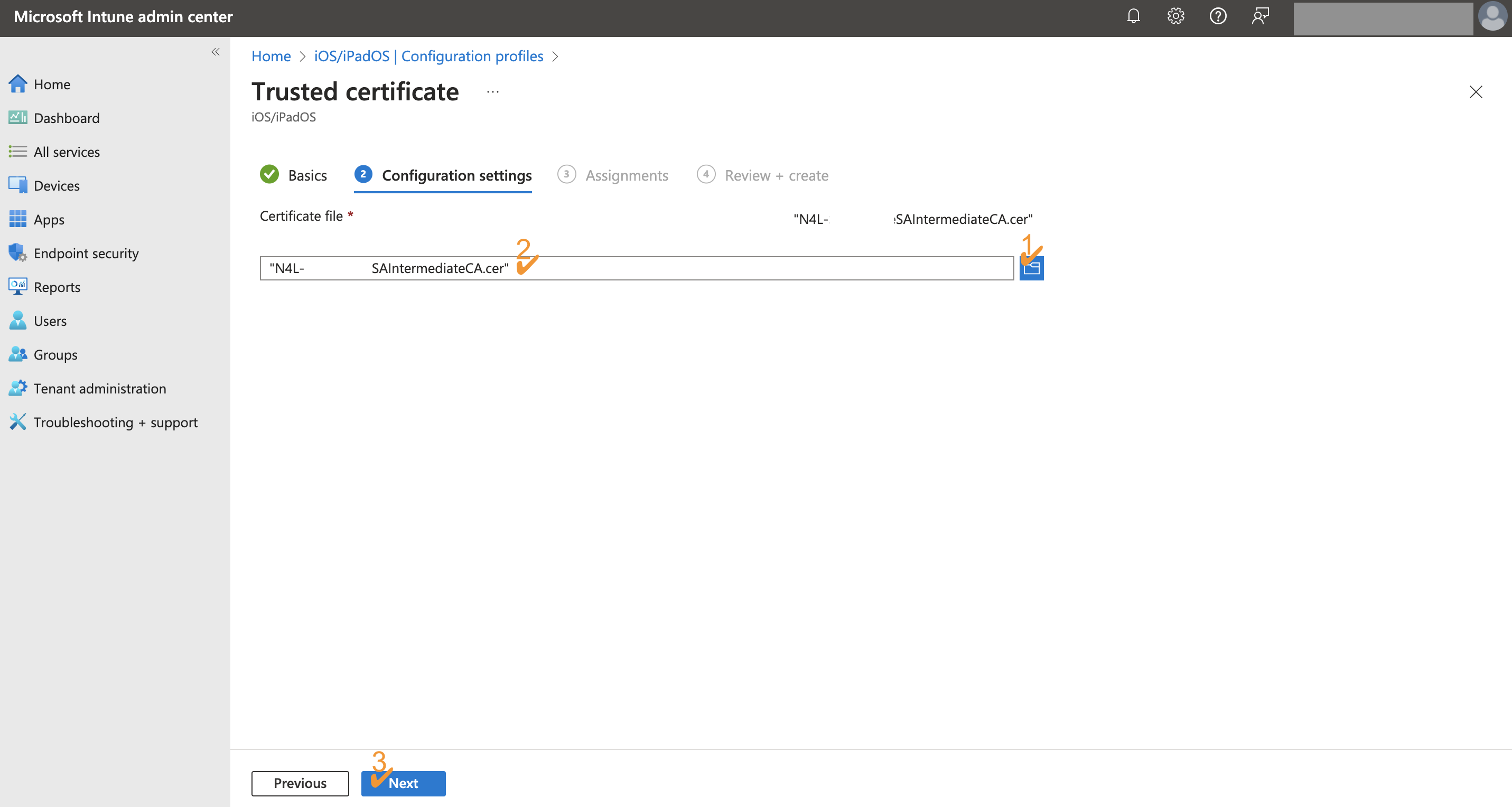 Cloudpath - iOS SCEP enrolment via Microsoft Endpoint Manager