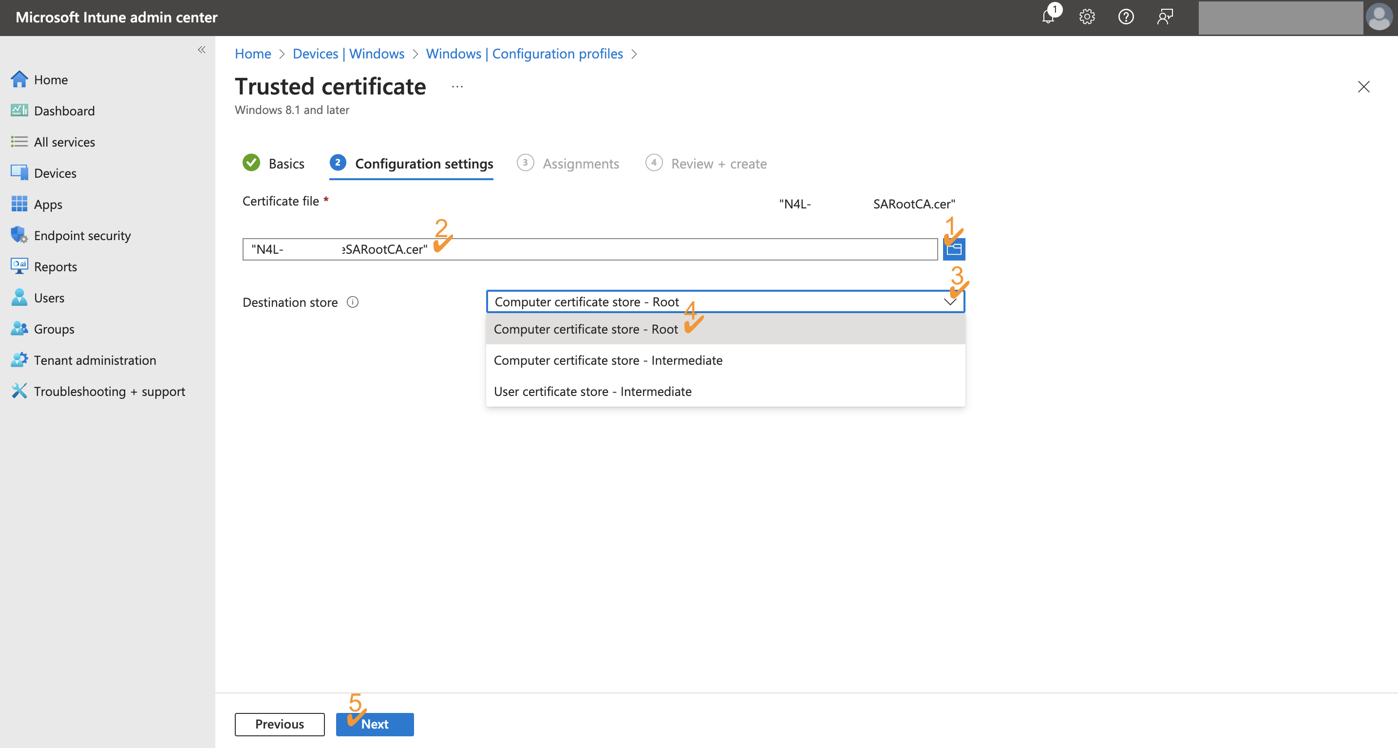 Cloudpath - SCEP enrolment via Microsoft Endpoint Management (formerly Intune)