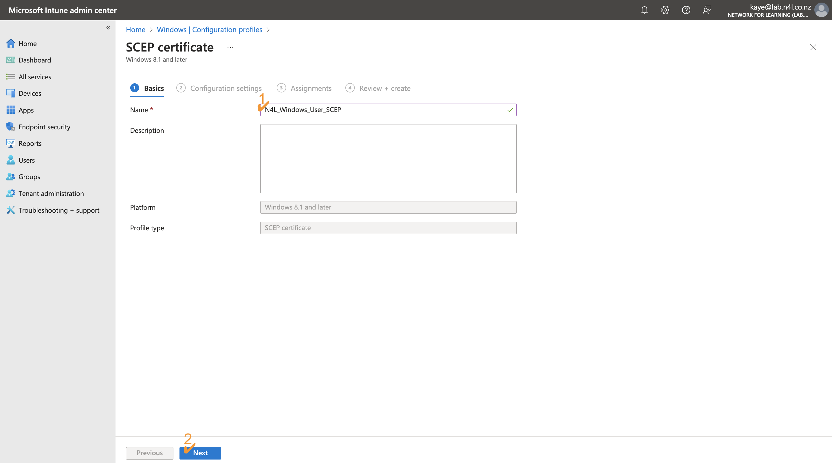 Windows SCEP enrolment via Microsoft Endpoint Management (formerly Intune)