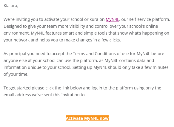 MyN4L - Onboarding a School - Principal User Guide