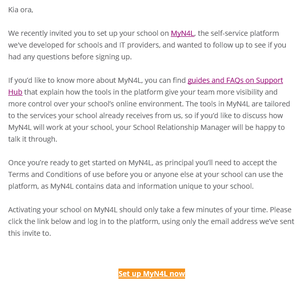 MyN4L - Onboarding a School - Principal User Guide